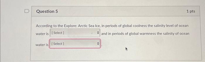 Solved According to the Explore: Arctic Sea Ice, in periods | Chegg.com