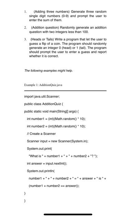 Solved 1. (Adding three numbers) Generate three random | Chegg.com