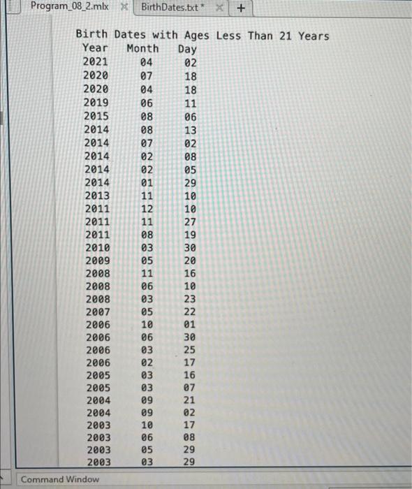 Solved Command Window Command Window Command Window - | Chegg.com