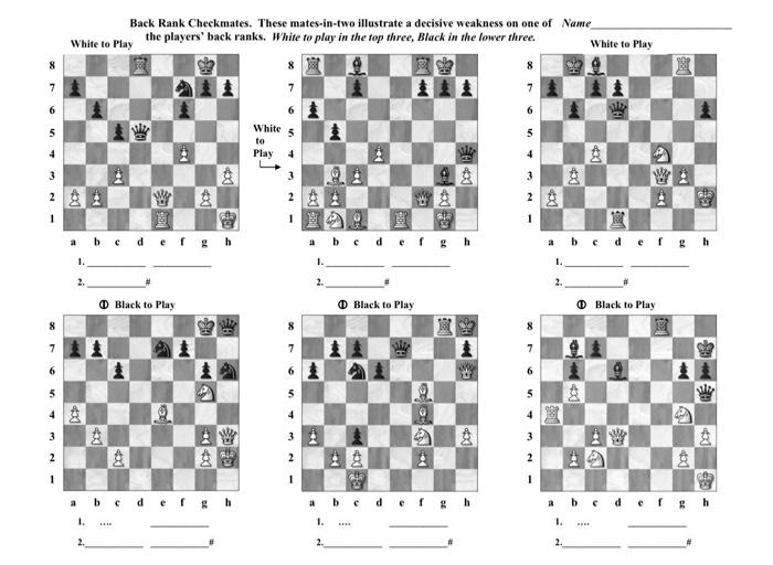 Solved Back Rank Checkmates. These mates-in-two illustrate a | Chegg.com