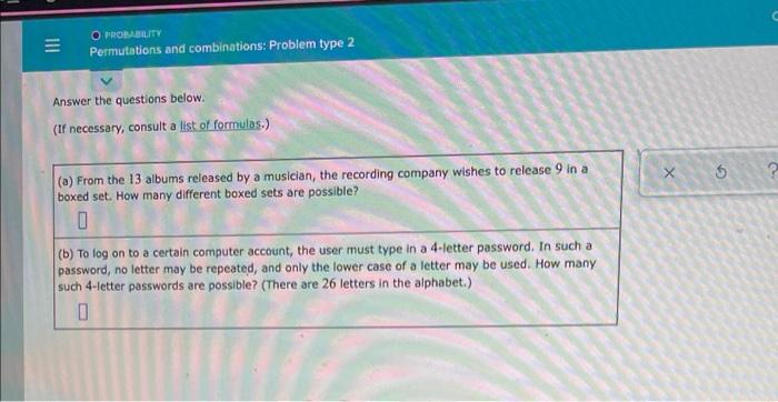 Solved O PROBABILITY Permutations and combinations: Problem | Chegg.com