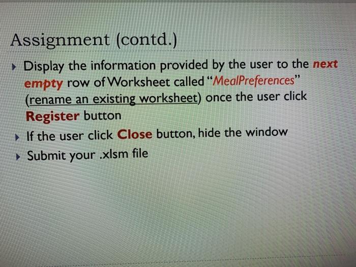 Solved Assignment → Write a VBA program that records | Chegg.com