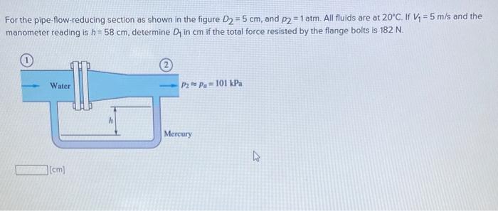 Solved For the pipe-flow-reducing section as shown in the | Chegg.com