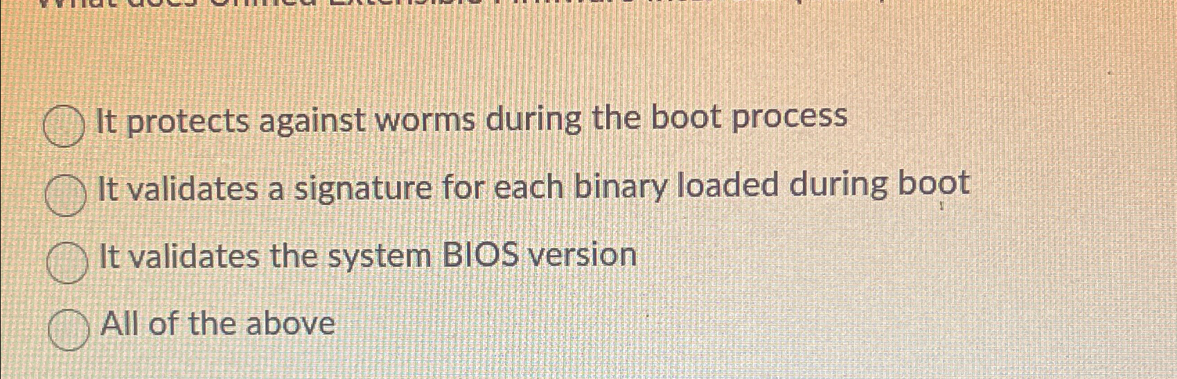 Solved It protects against worms during the boot processIt | Chegg.com
