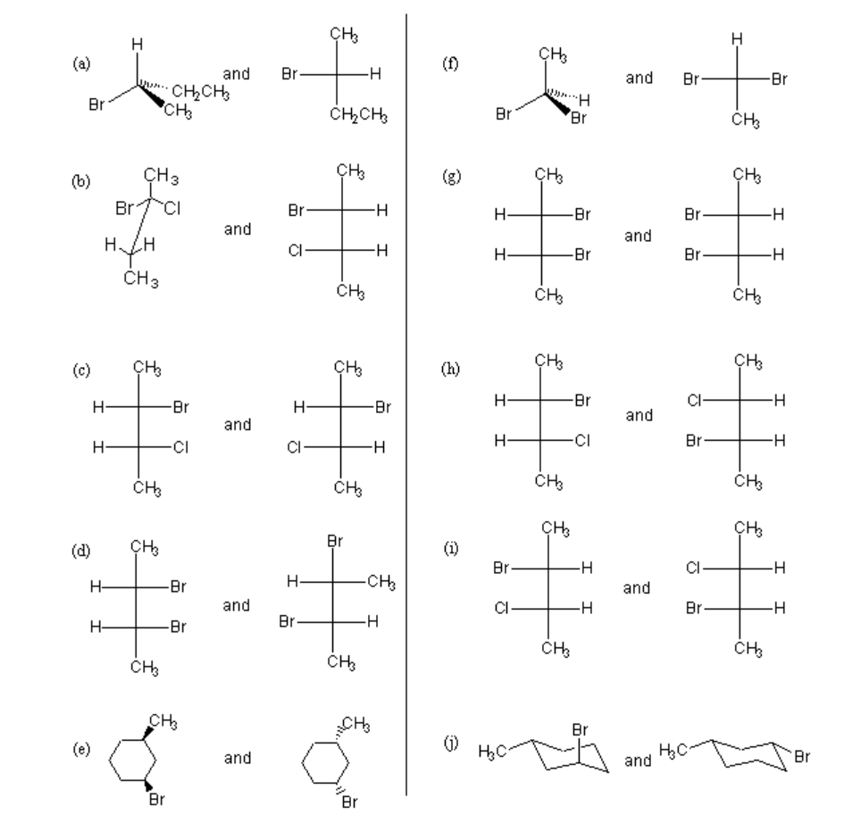 Solved identify as enantiomers, diastereomers, | Chegg.com