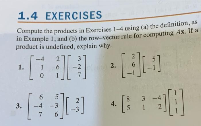 Solved Compute the products in Exercises 1-4 using (a) the | Chegg.com