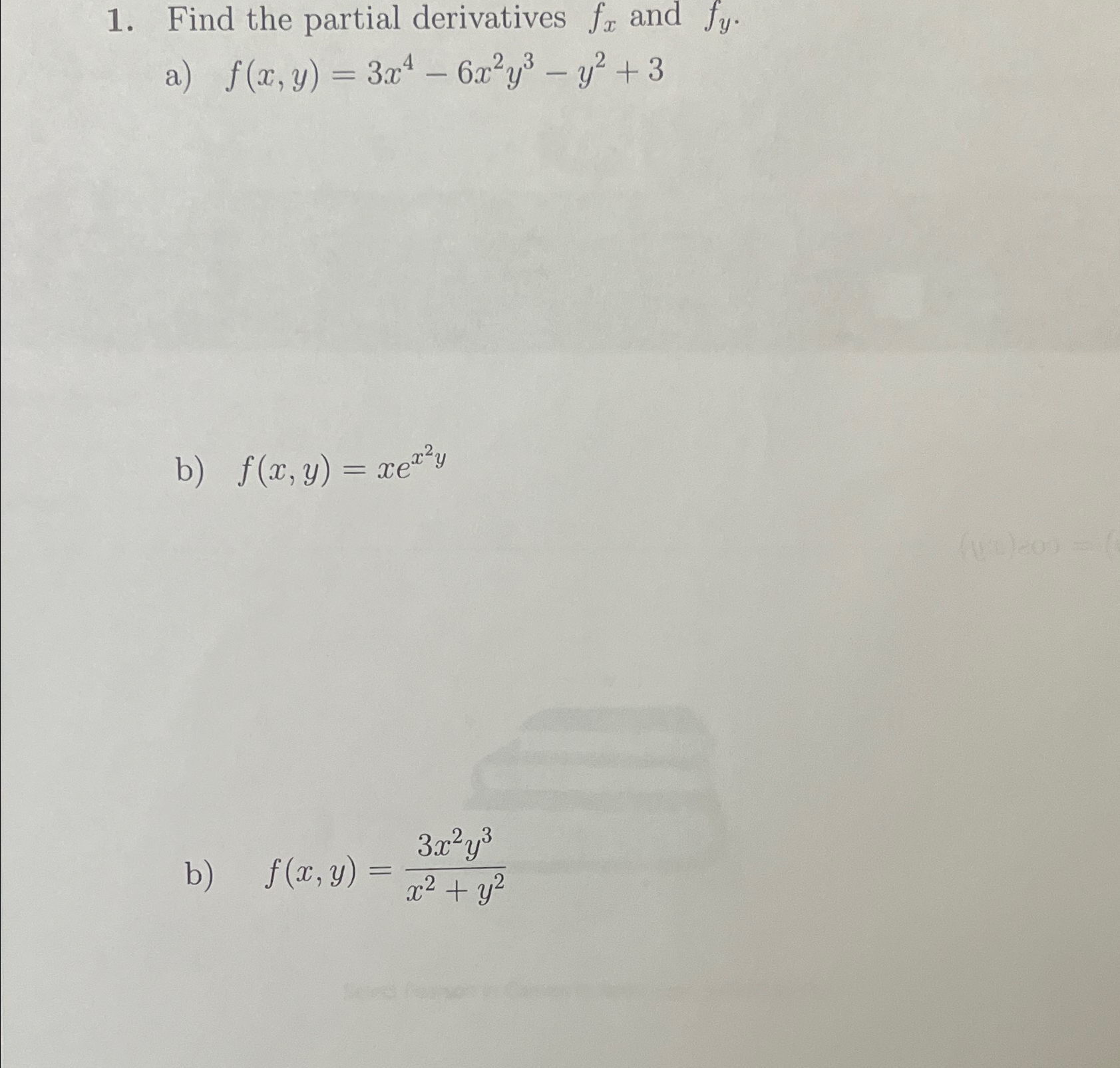 Solved Find the partial derivatives fx ﻿and | Chegg.com