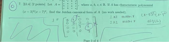 Solved 7. [§2.4] [2 points] Let A = a C b LC 59 C a b where | Chegg.com