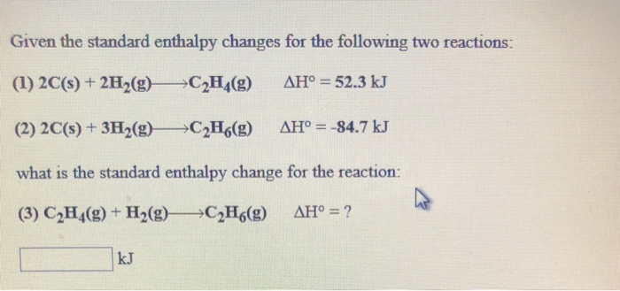 Solved Given the standard enthalpy changes for the following | Chegg.com