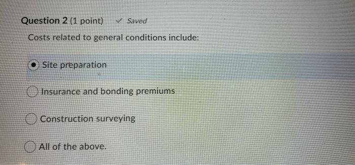 Solved Question 2 (1 point) Saved Costs related to general | Chegg.com