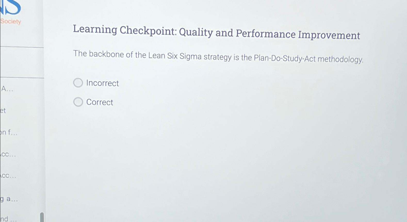 Solved Learning Checkpoint: Quality and Performance | Chegg.com