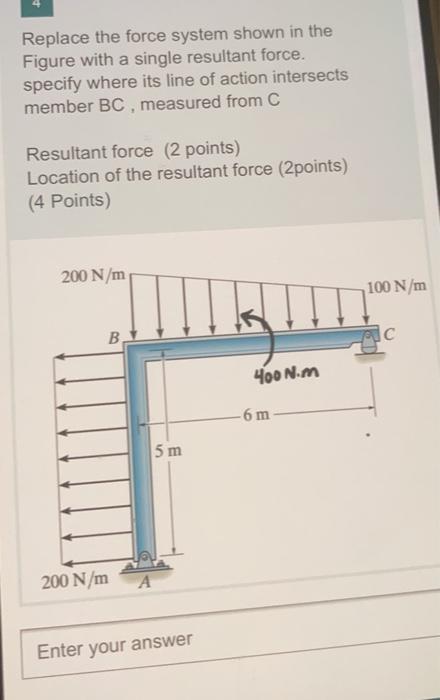 Solved Replace the force system shown in the Figure with a | Chegg.com