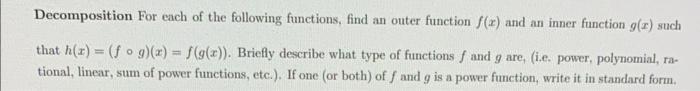 Solved Decomposition For each of the following functions, | Chegg.com