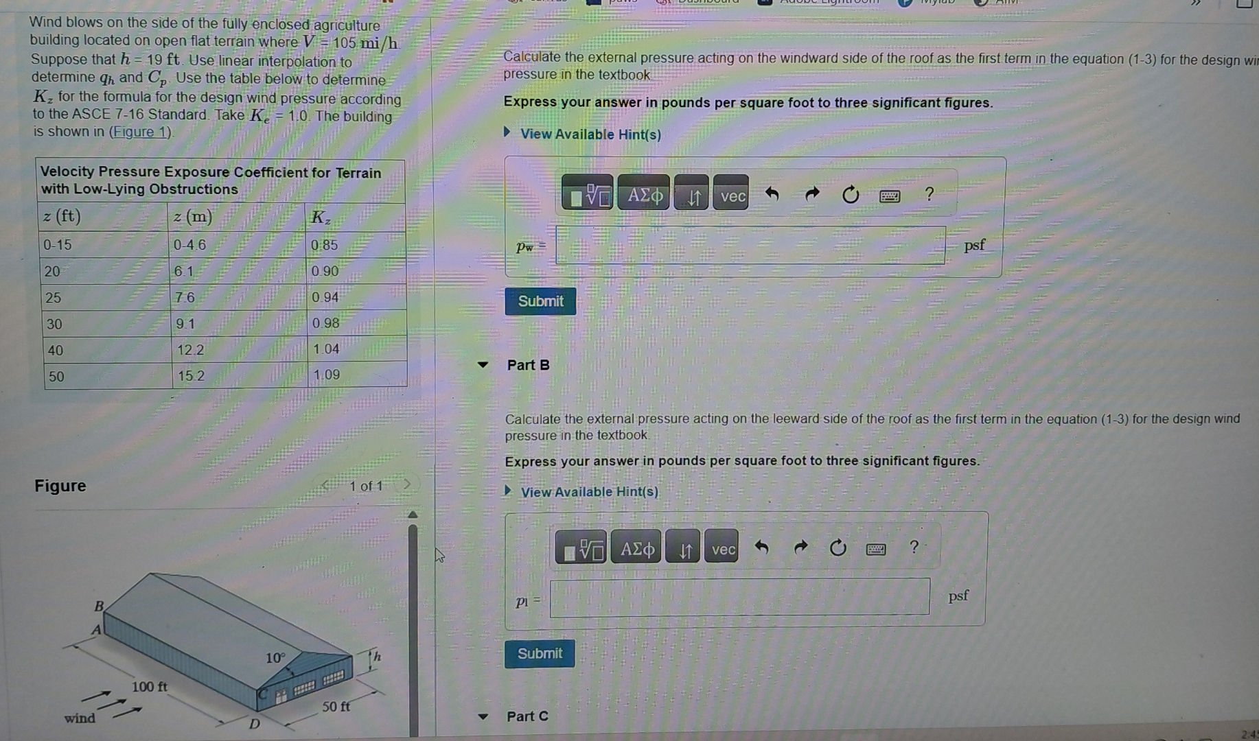 Solved Wind blows on the side of the fully enclosed | Chegg.com