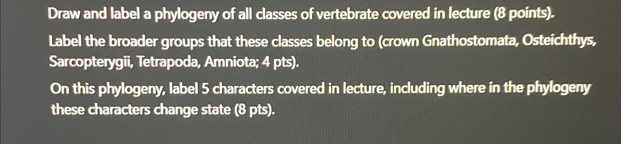 Solved Draw and label a phylogeny of all classes of | Chegg.com