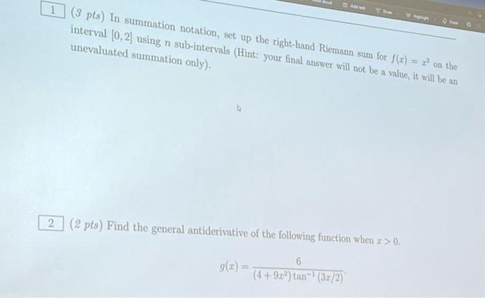 Solved 1 (3 pts) In summation notation, set up the | Chegg.com
