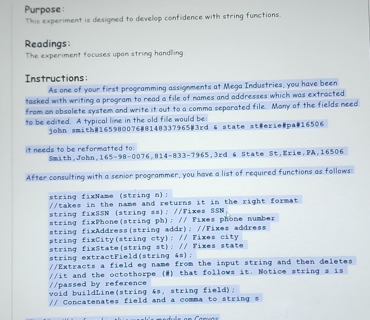 Solved Purpose: This experiment is designed to develop | Chegg.com