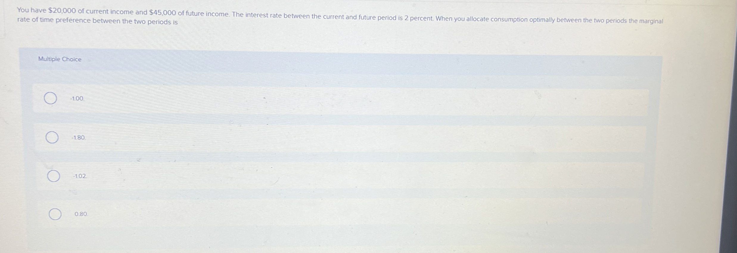 Solved rate of time preference between the two periods | Chegg.com