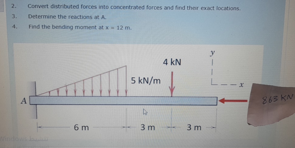 Convert distributed forces into concentrated forces | Chegg.com