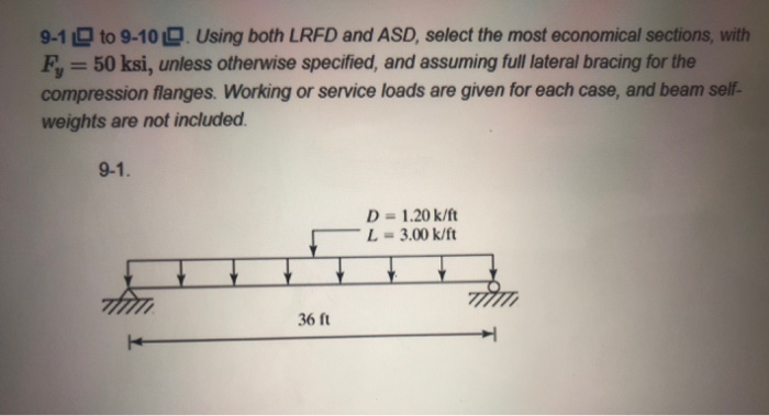 Solved 9-1 to 9-10 . Using both LRFD and ASD, select the | Chegg.com