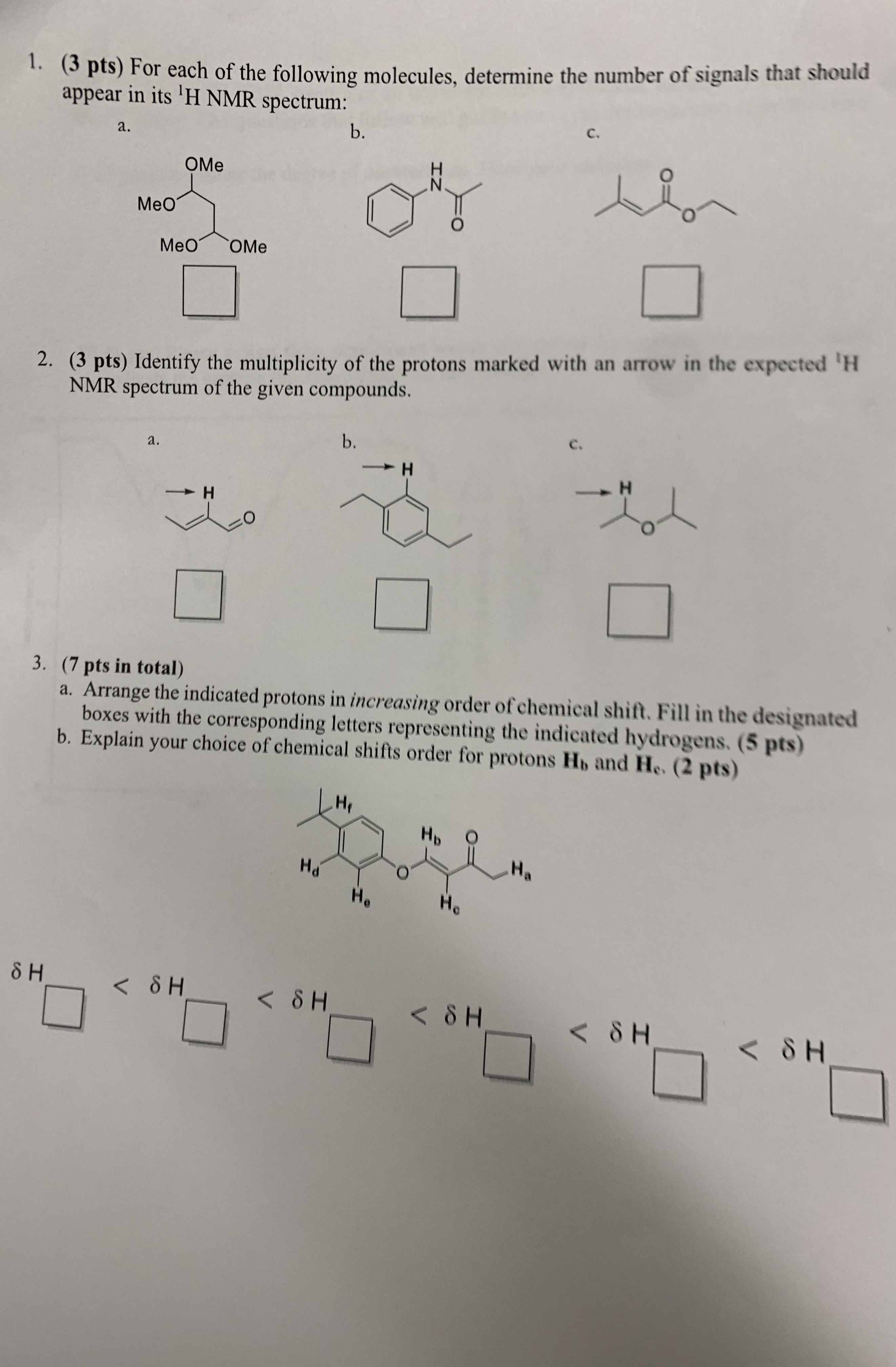 Solved (3 ﻿pts) ﻿For each of the following molecules, | Chegg.com