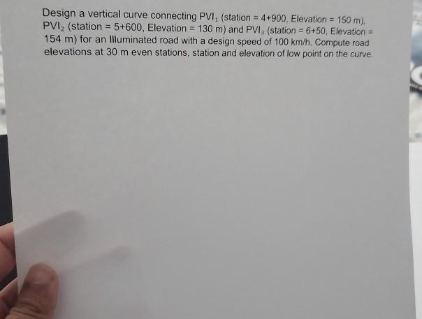Solved Design a vertical curve connecting PVI. (station = | Chegg.com