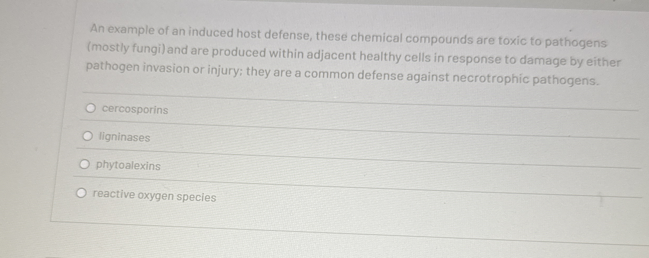 Solved An example of an induced host defense, these chemical | Chegg.com
