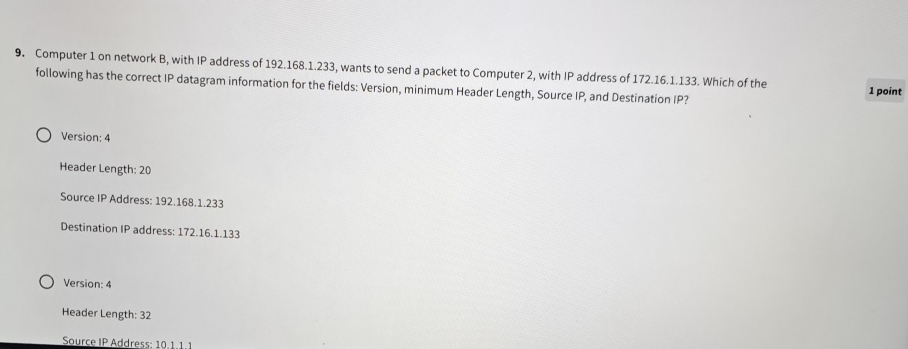 Solved Computer 1 ﻿on network B, ﻿with IP address of | Chegg.com