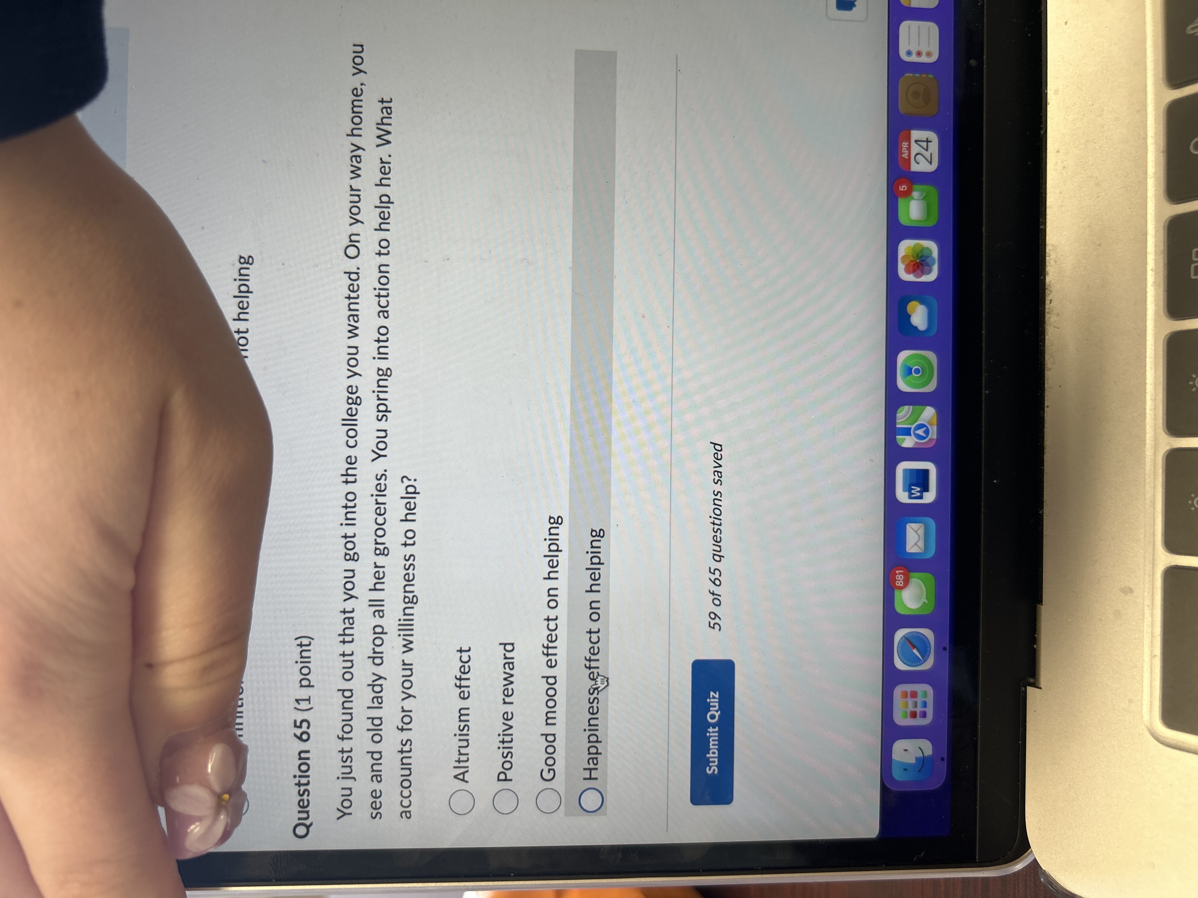 Solved Question 65 (1 ﻿point)You just found out that you got | Chegg.com