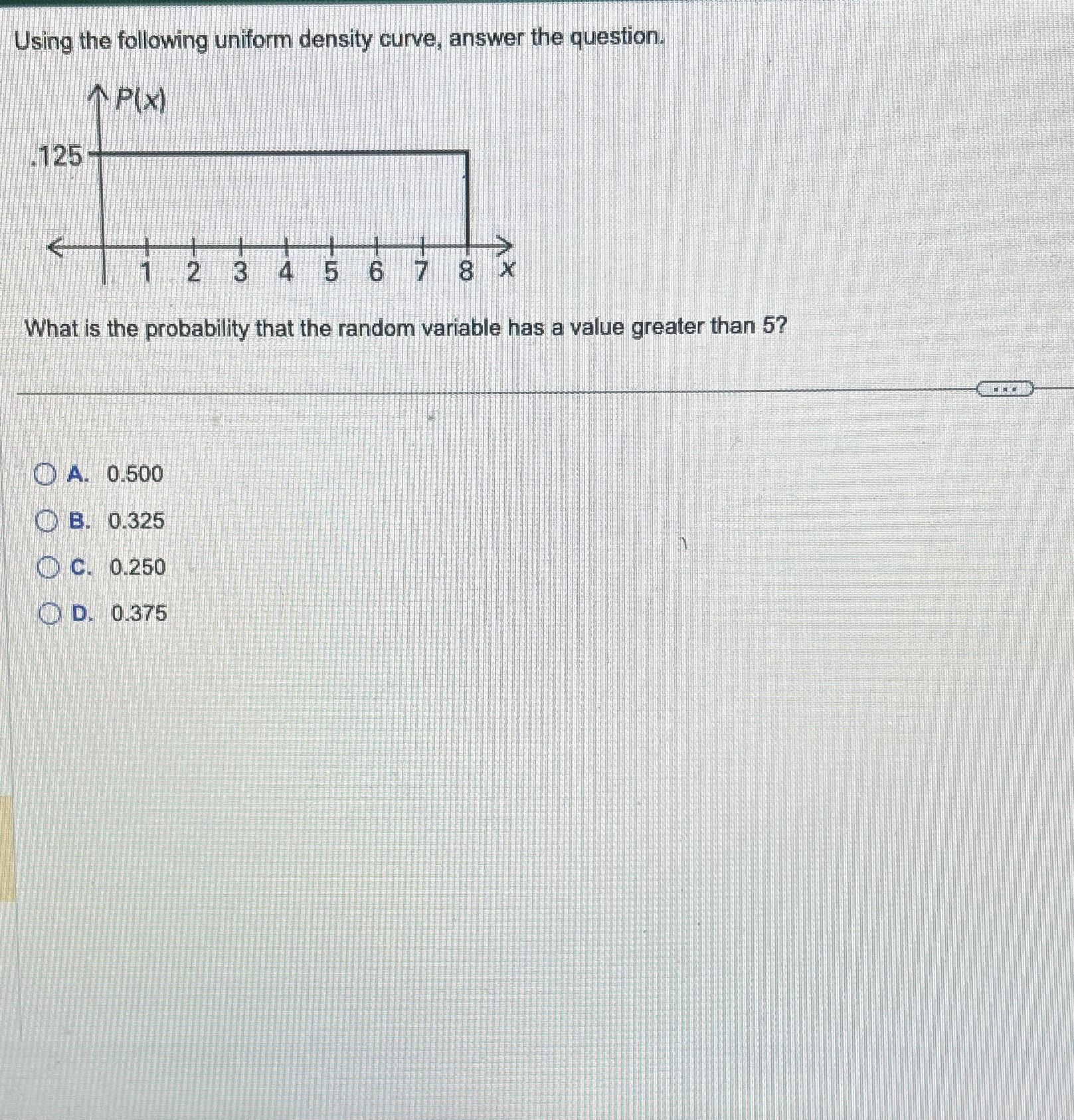 Solved Using the following uniform density curve, answer the | Chegg.com