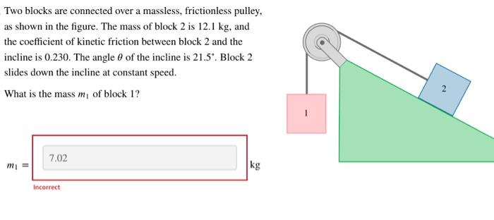 Solved Two blocks are connected over a massless, | Chegg.com