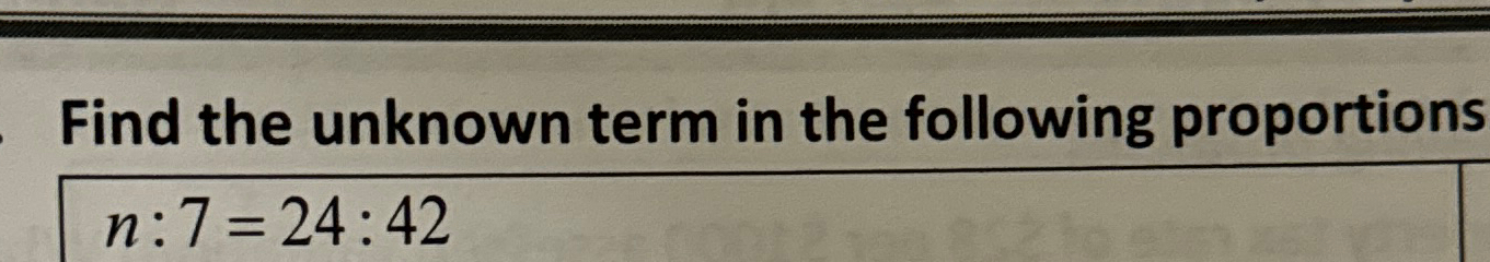 Find the unknown term in the following | Chegg.com