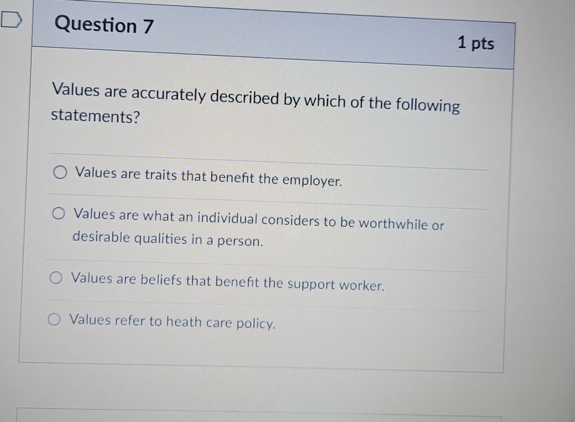 Solved Question 71 ﻿ptsValues are accurately described by | Chegg.com