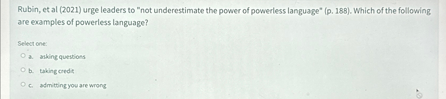 Solved Rubin, et al (2021) ﻿urge leaders to "not | Chegg.com
