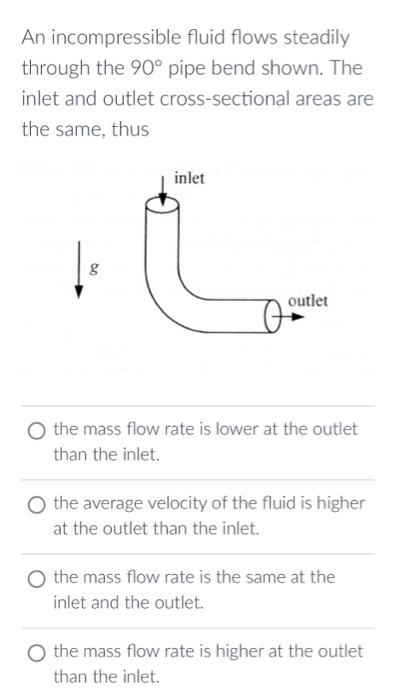 Solved An incompressible fluid flows steadily through the | Chegg.com