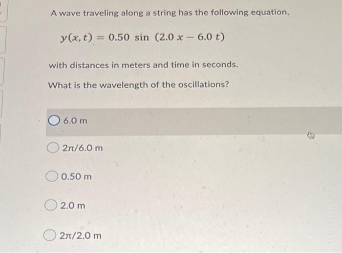 Solved A wave traveling along a string has the following | Chegg.com