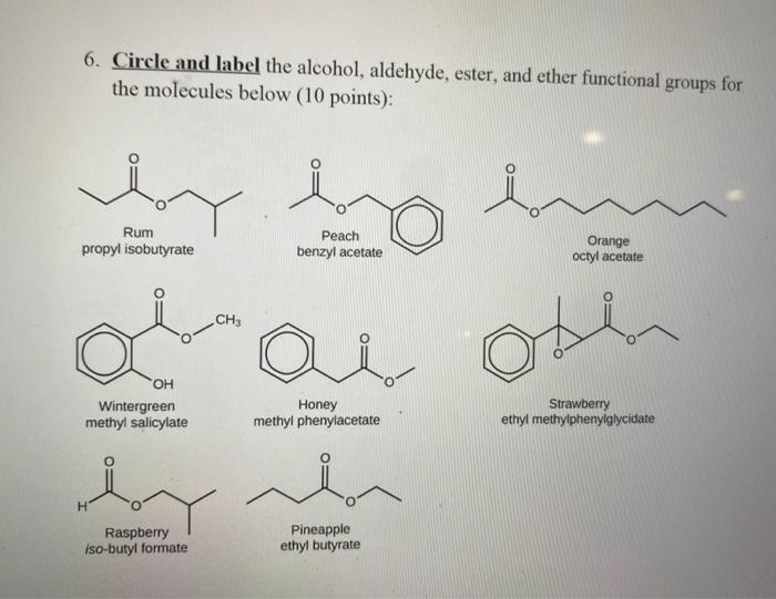 Solved 6. Circle and label the alcohol, aldehyde, ester, and | Chegg.com