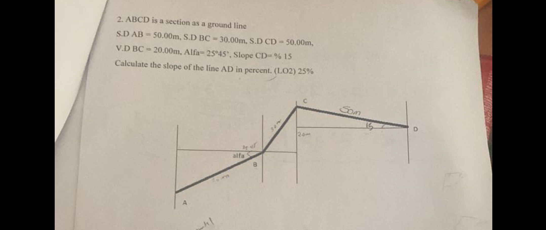 Solved ABCD is a section as a ground lineS.D | Chegg.com