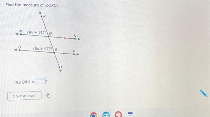 Solved Find the measure of ∠QRO. m∠QRO=Find the measure of | Chegg.com