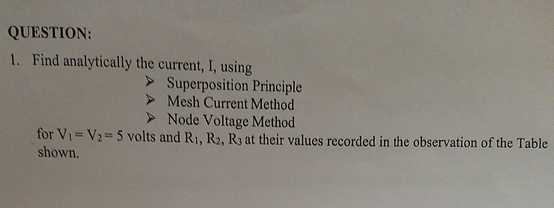 Solved 1. Find analytically the current, I, using > | Chegg.com