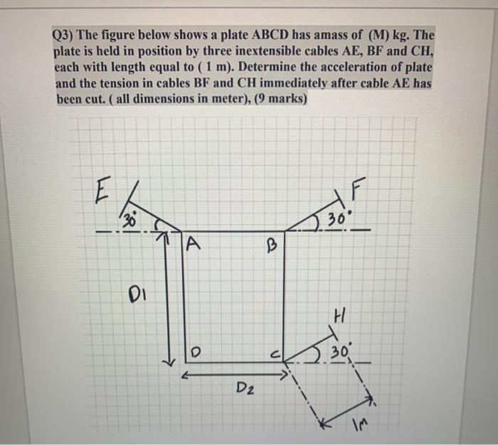 Solved (3) The figure below shows a plate ABCD has amass of | Chegg.com