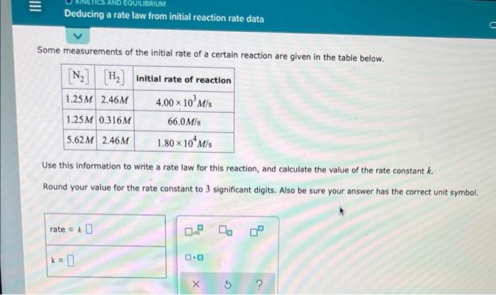 Solved EQUILIBRIUM Deducing a rate law from initial reaction | Chegg.com