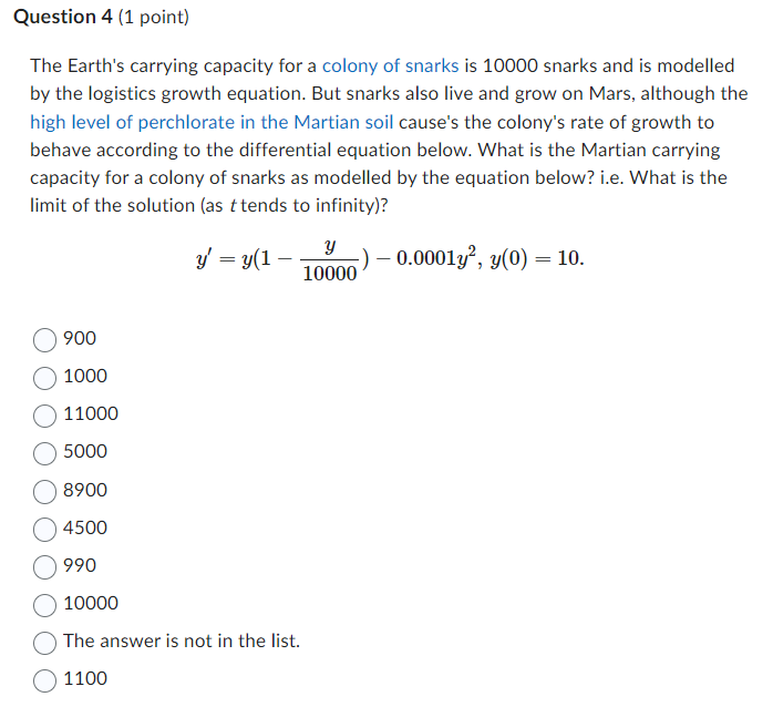 Solved Question 4 (1 ﻿point)The Earth's carrying capacity | Chegg.com