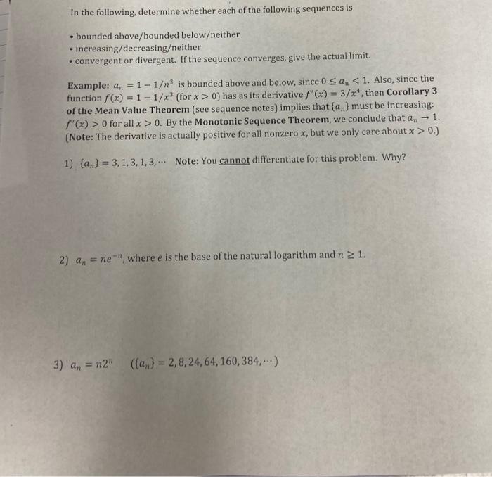 Solved In the following, determine whether each of the | Chegg.com