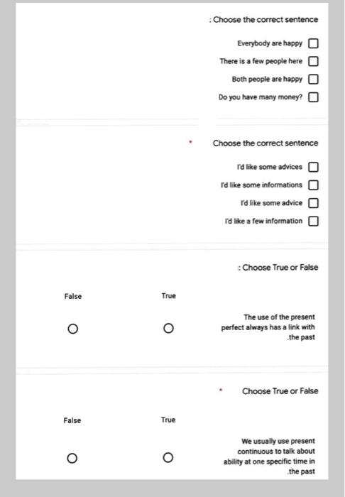 Solved False False True O True O : Choose the correct | Chegg.com