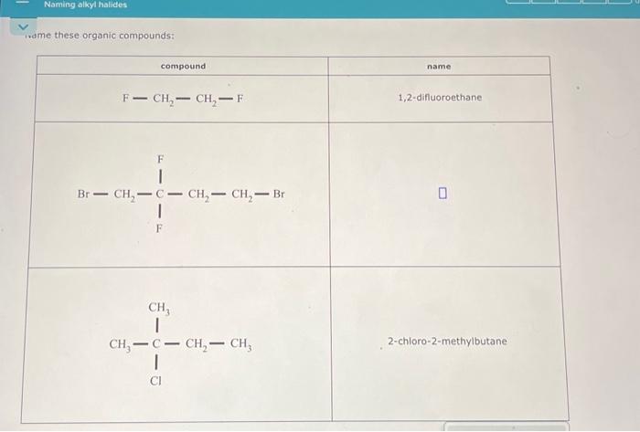 Solved rame these organic compounds: \begin{tabular}{|c|c|} | Chegg.com