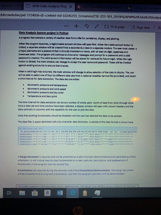 phyton Data Analysis System project in Python A | Chegg.com
