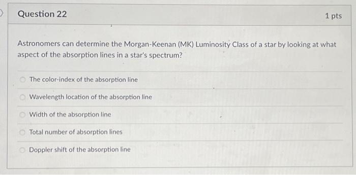 Solved Astronomers can determine the Morgan-Keenan (MK) | Chegg.com