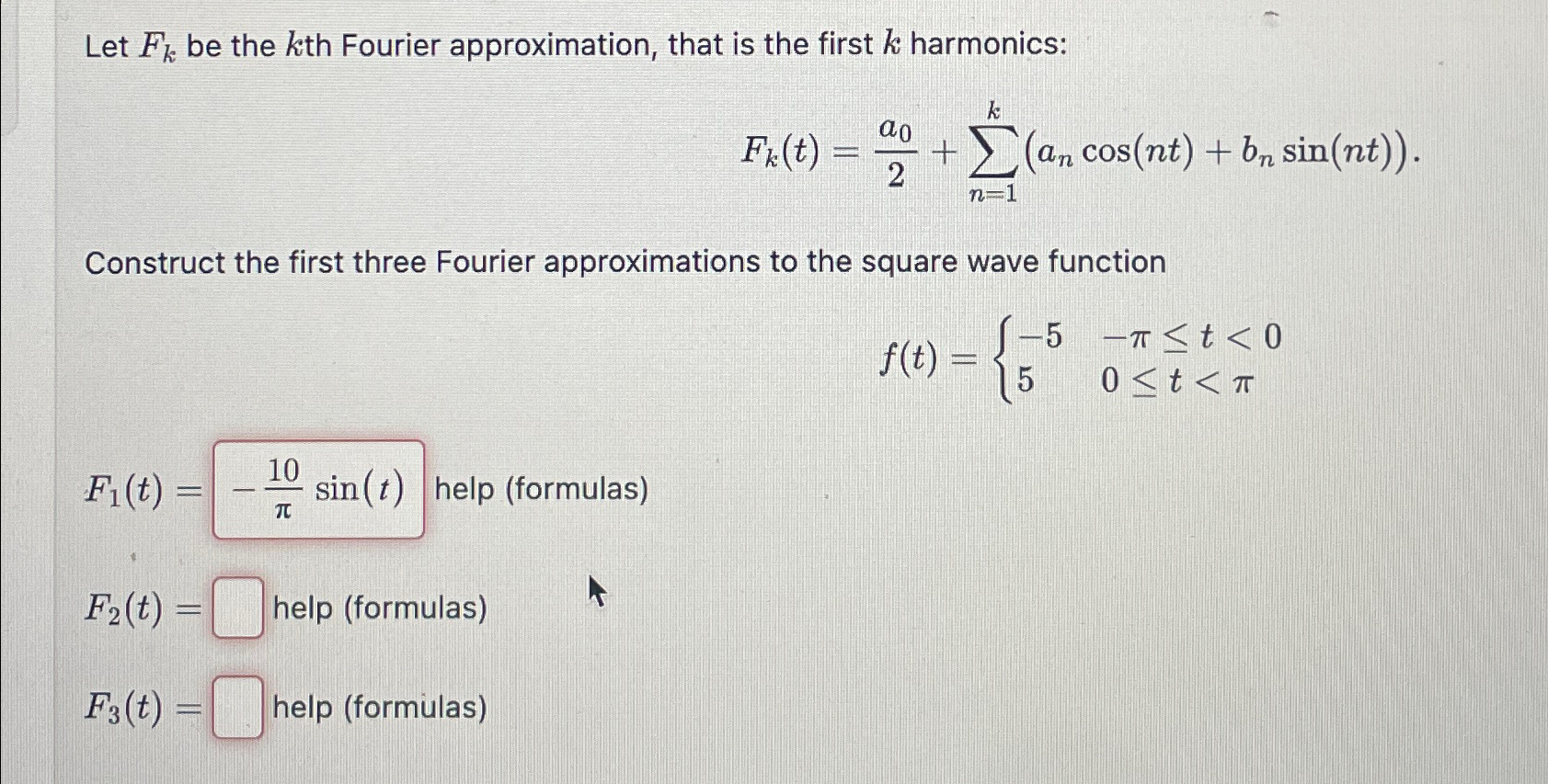 Solved Let Fk ﻿be the k ﻿th Fourier approximation, that is | Chegg.com