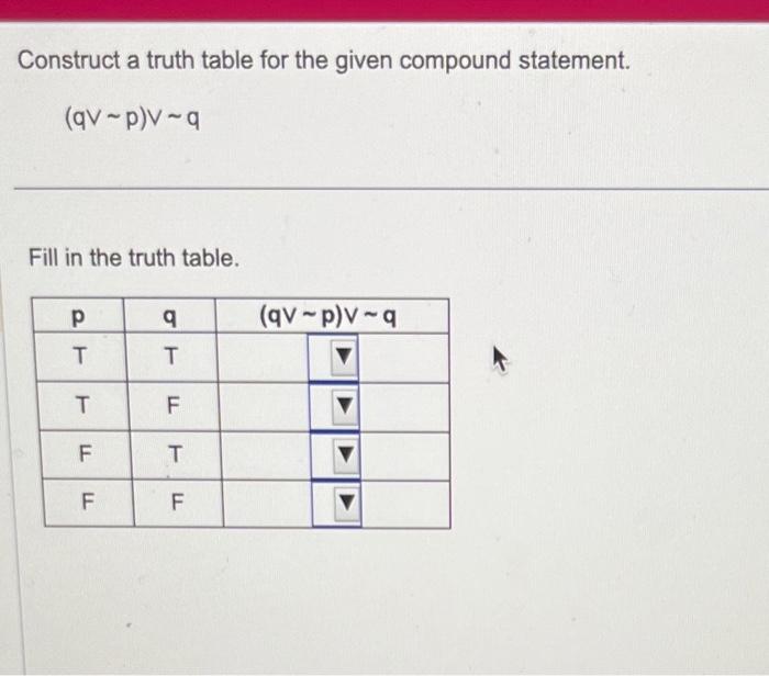 Solved Construct a truth table for the given compound | Chegg.com